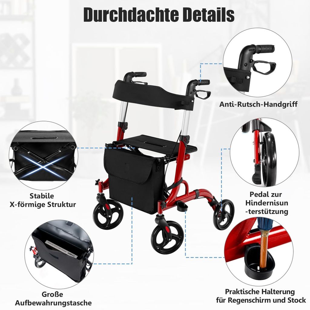 Rollator faltbar bis 150 kg, Gehhilfe 6-Fach | Kaufland.de