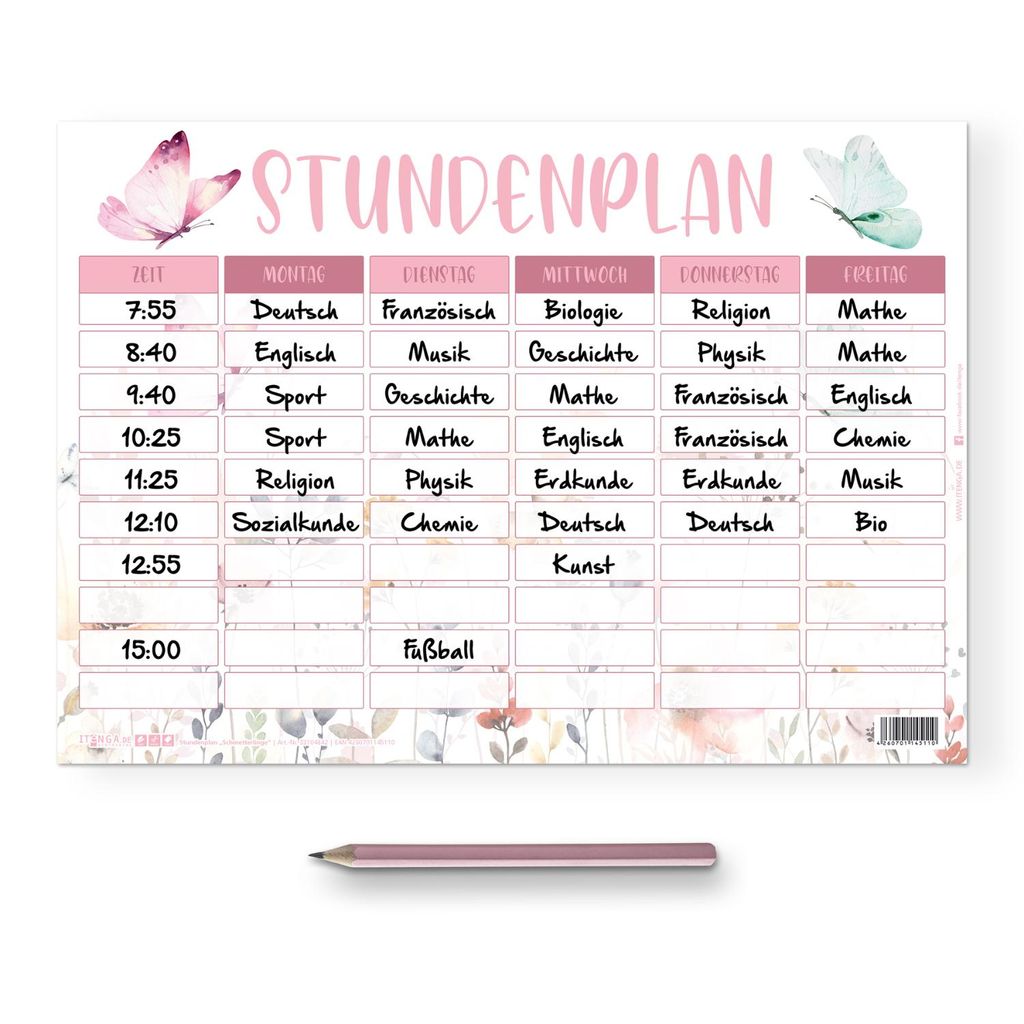 itenga Stundenplan Schmetterling DIN A4 | Kaufland.de