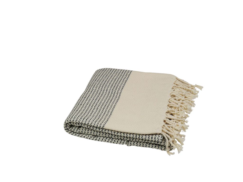 Hamamtuch Baumwolle schwarz, Rand: naturbeige | Kaufland.de