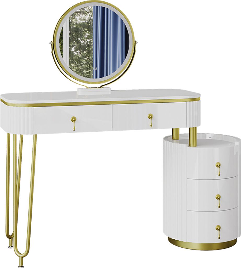 Toaletný stolík Vicco Charlène, 100 cm s LED zrkadlom,