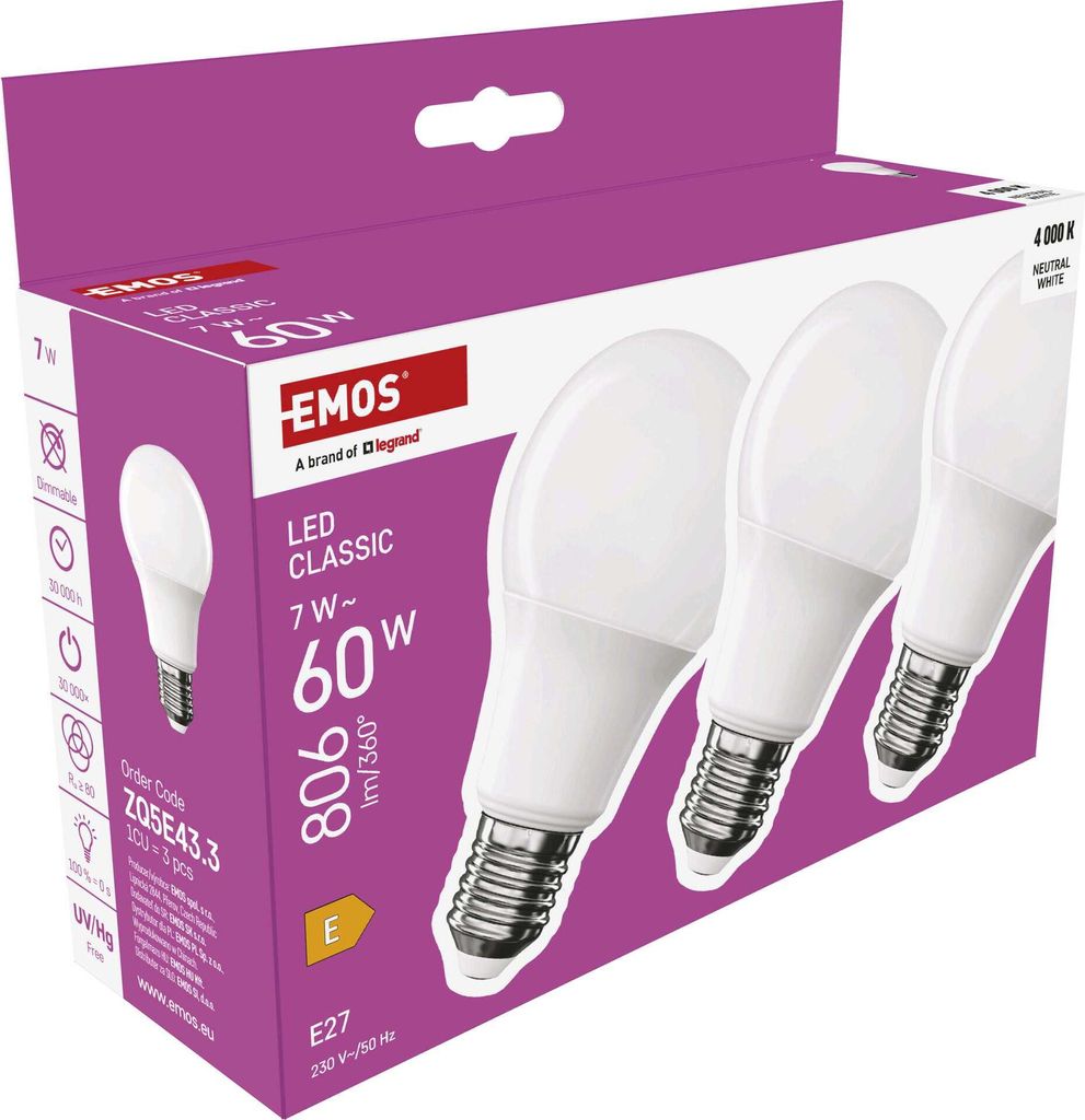 EMOS LED žárovka Classic A60 / E27 / 7 W (60 | Kaufland.cz