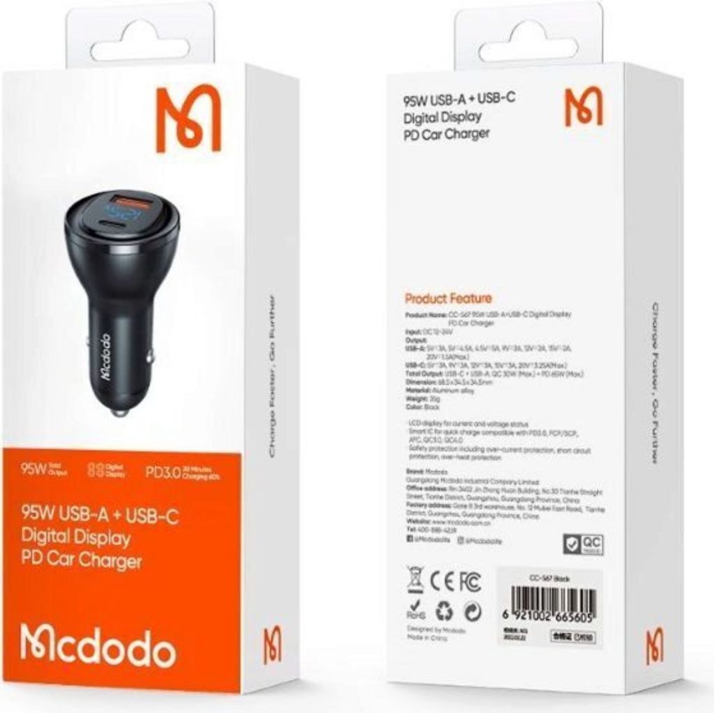 Mcdodo Nabíječka Do Auta Usb/ Usb-C Pd 95W | Kaufland.cz