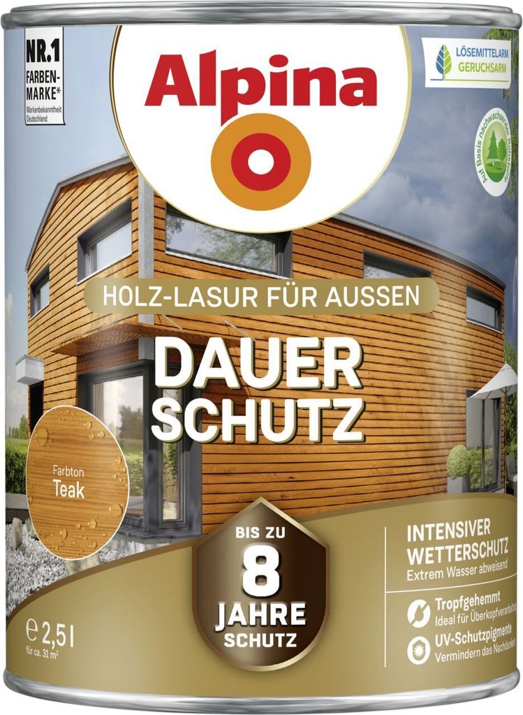 Alpina Dauer-Schutz 2,5 L teak Holzlasuren | Kaufland.de
