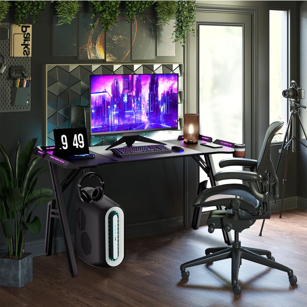 XMTECH LED herný stôl 120 x 60 cm, herný stôl PC stôl, A