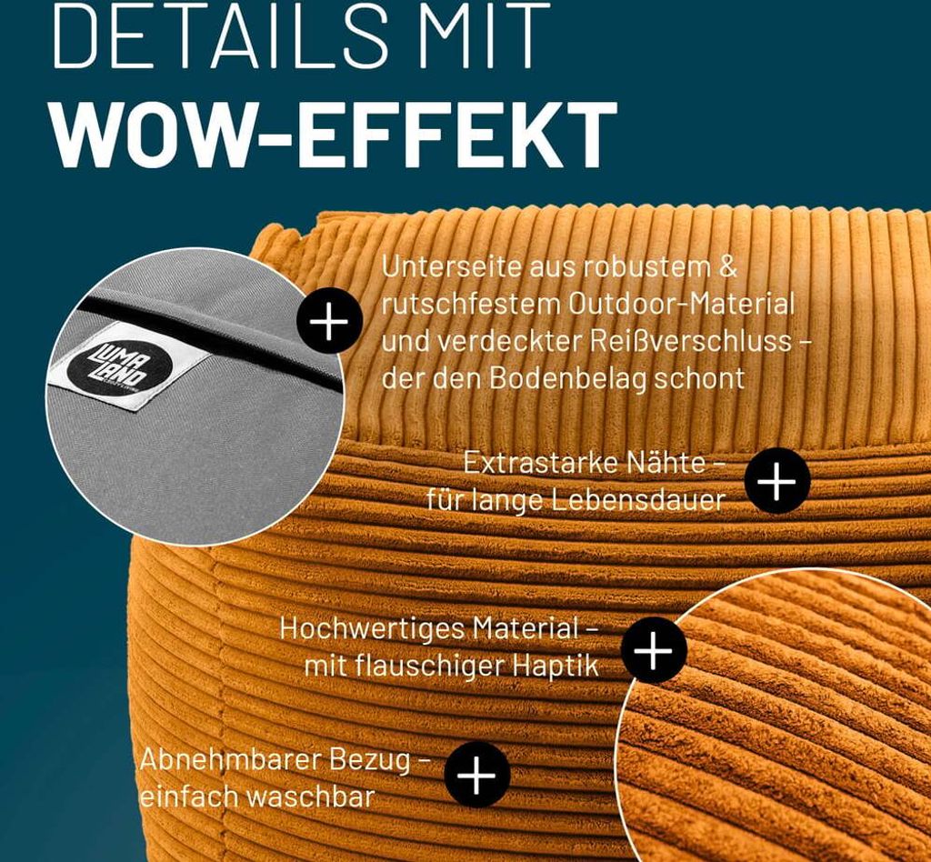 LUMALAND Modularer Sitzsack-Hocker aus der | Kaufland.de