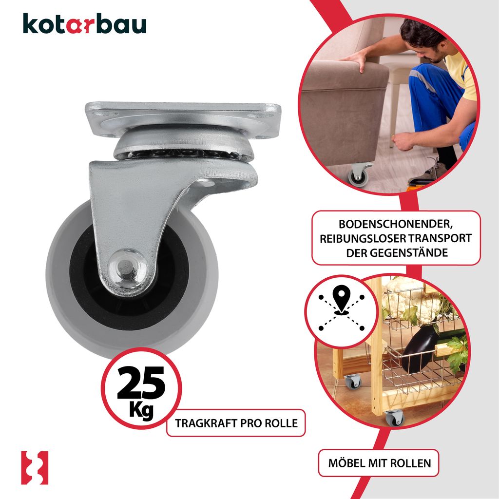 KOTARBAU® Nábytkové kolieska Ø 40 mm Všetky | Kaufland.sk