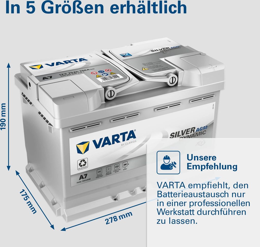 VARTA A7 Silver Dynamic AGM 12V 70Ah 760A | Kaufland.de