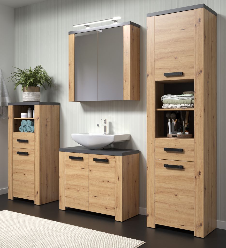 Badmöbel-Set "Chase" Artisan Eiche grau, komplett