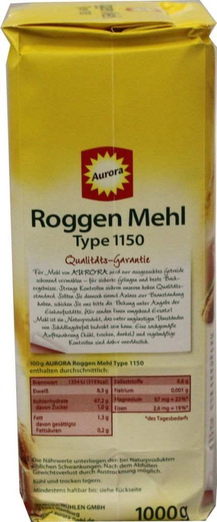 Aurora Mühlen Roggen Mehl Typ 1150 1kg Mehle | Kaufland.de