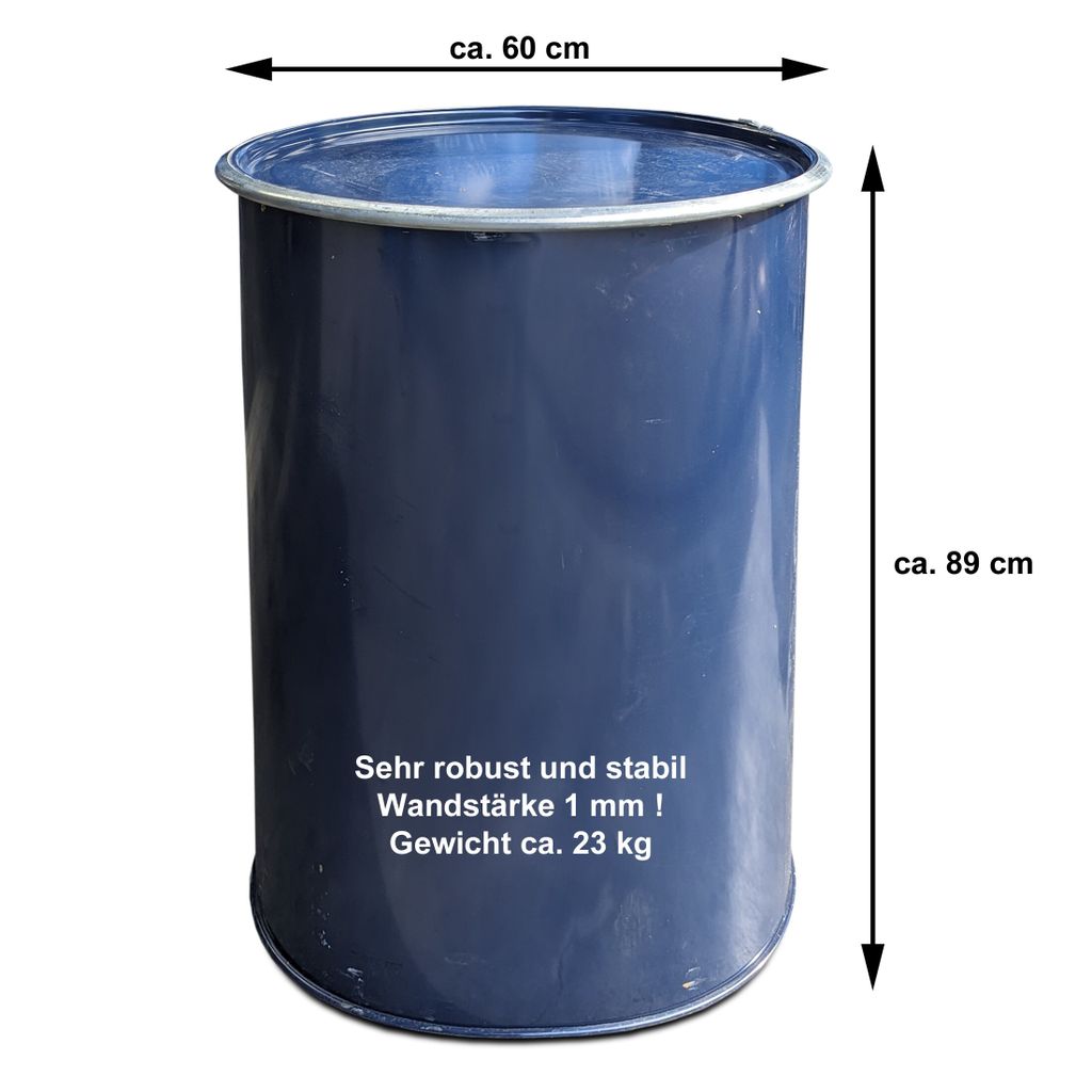 200 Liter Metallfass Tonne mit Deckel Stahlfass Ölfass