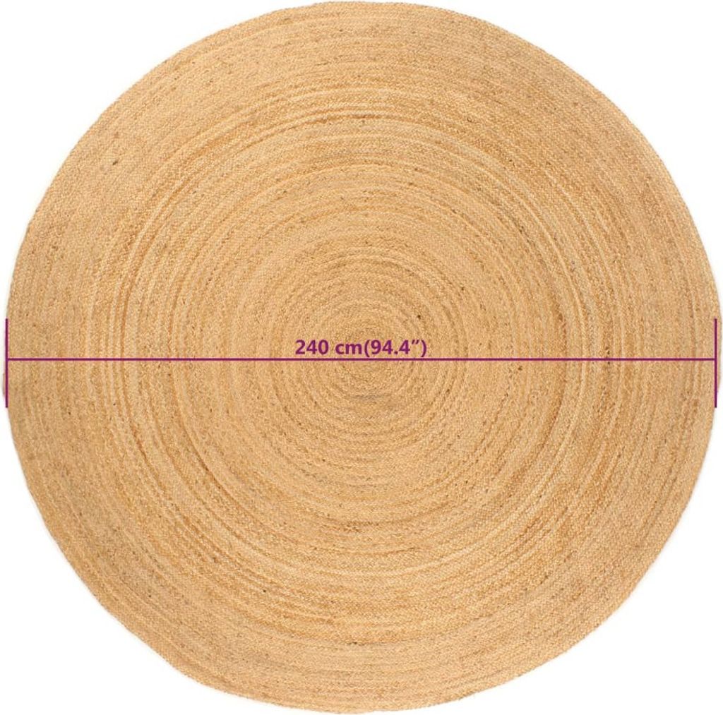 Ankonbej Teppich Jute Geflochten 240 cm Rund | Kaufland.de