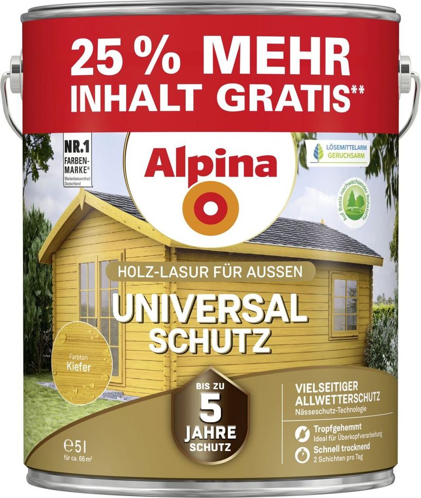 Alpina Holzlasur Universal-Schutz5L kiefer | Kaufland.de