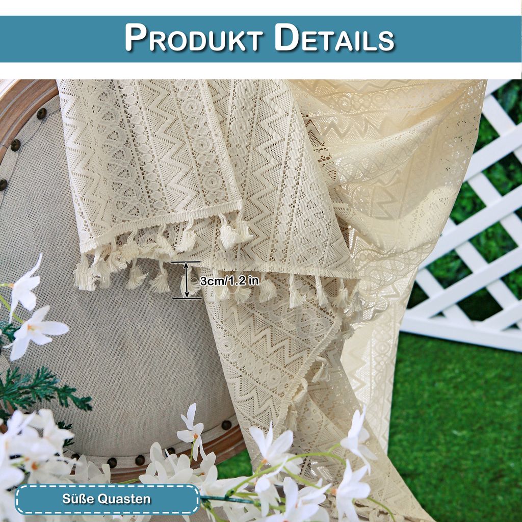 Kurz Gardinen mit Quaste Häkeloptik | Kaufland.de