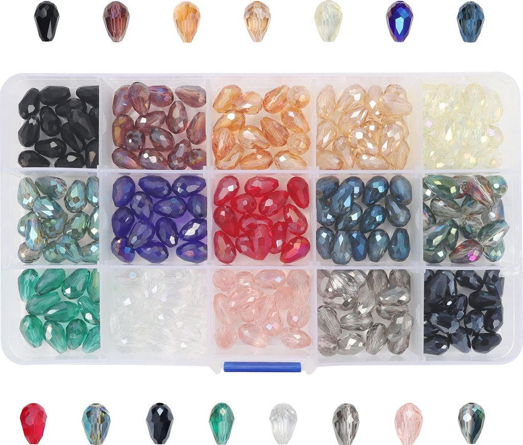 Kurtzy Dekosteine Glas Schmuck Perlen Set (225er Pack) 12 x