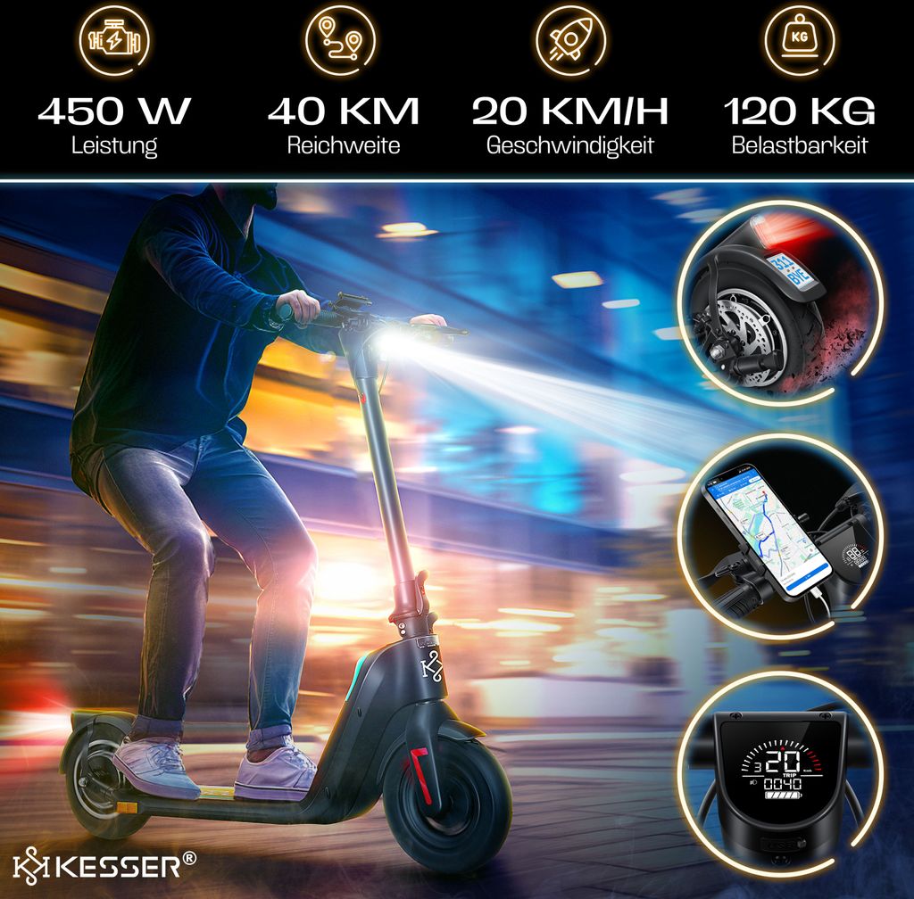 KESSER® E-Scooter mit Straßenzulassung 40km | Kaufland.de