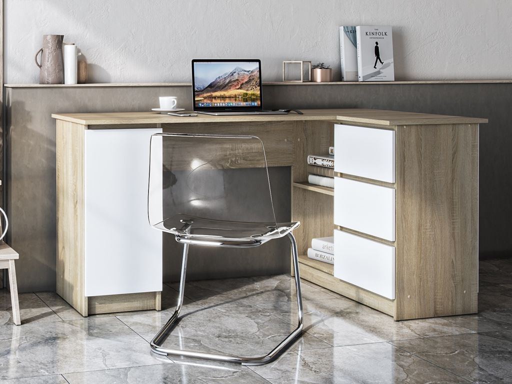 NABBI Ecke PC-Tisch Alsen - Dub-Sonoma / Weiß | Kaufland.de