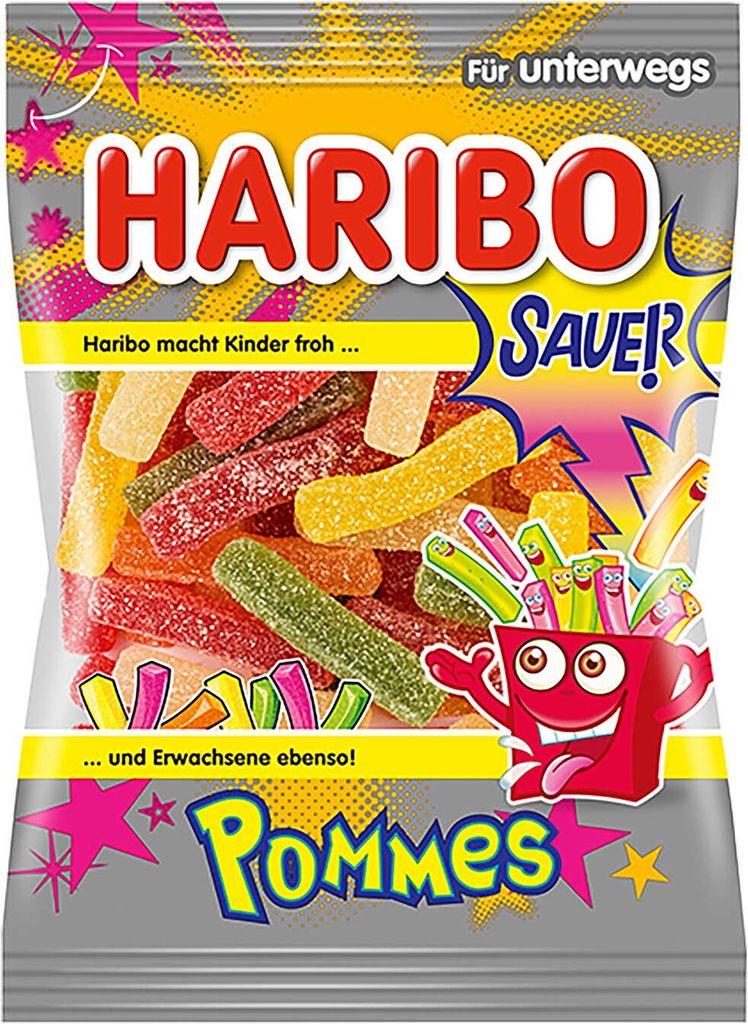 Haribo Pommes Sauer Saure gezuckerte Fruchtgummi Pommes