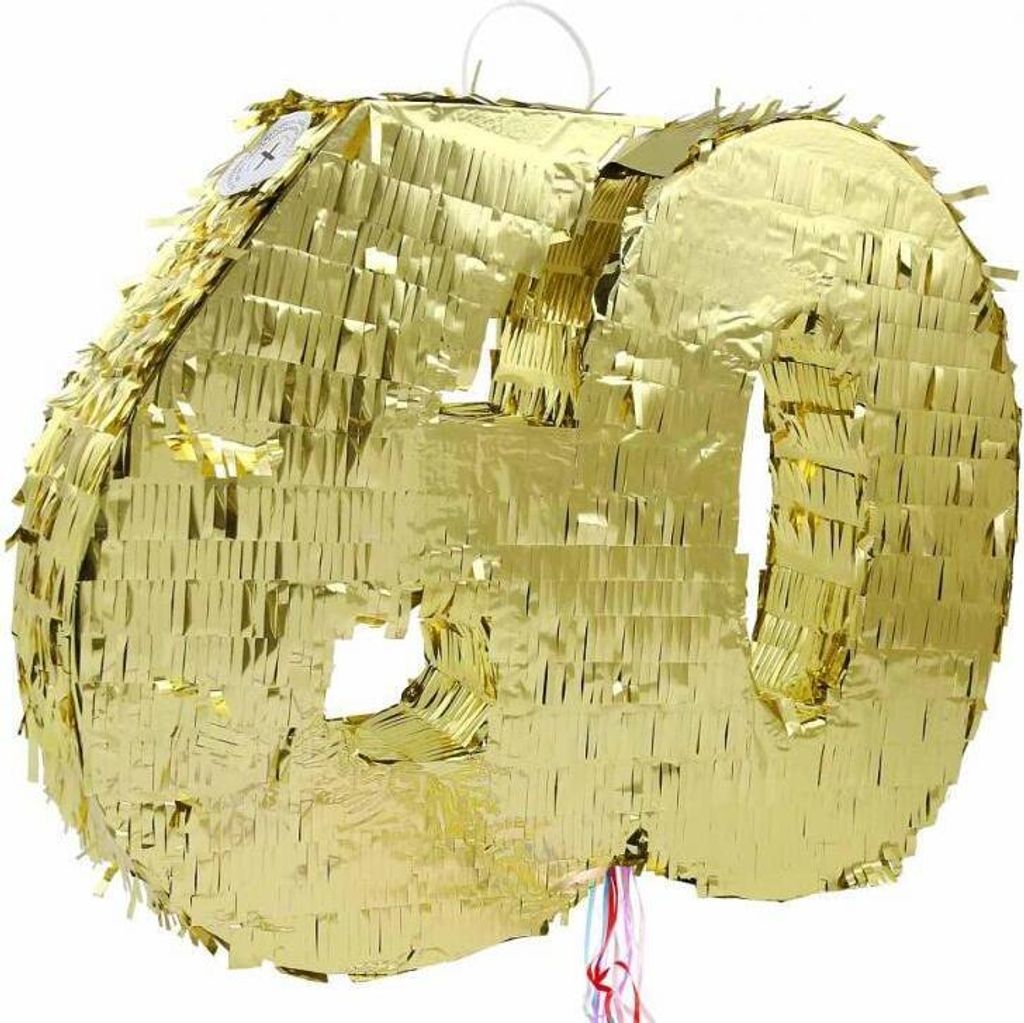 Pinata Zahl 60 gold metallic für 60. Geburtstag, 40,5 cm