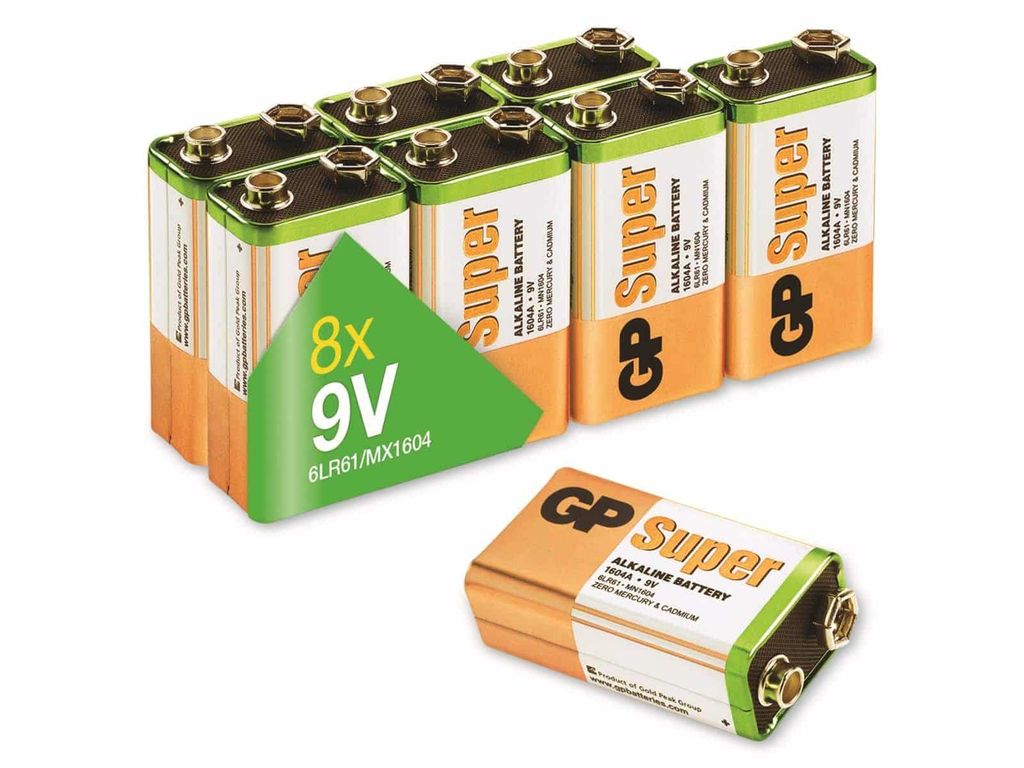 GP 030E1604ALB8 8er Batterie SUPER E-Block 9,0 V