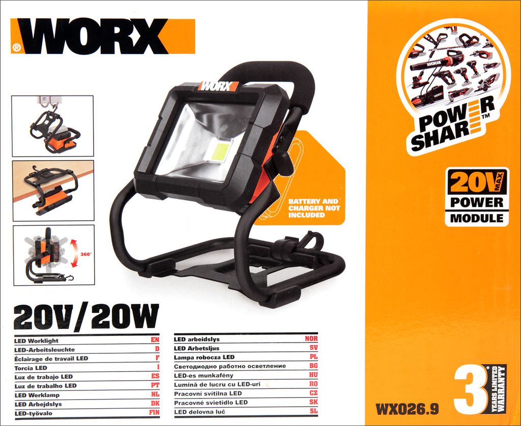 Aku pracovné svetlo WORX 20V WX026.9, bez aku | Kaufland.sk