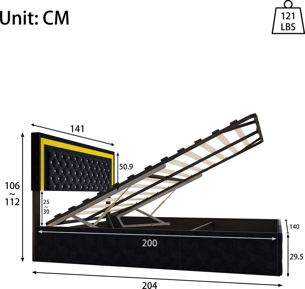 Postel s hydraulickou pružinou 140x200 cm LED | Kaufland.cz