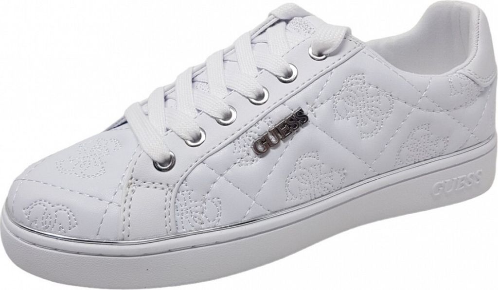 Guess Trampki Beckie Białe Sznurowane Płaskie Sportowe