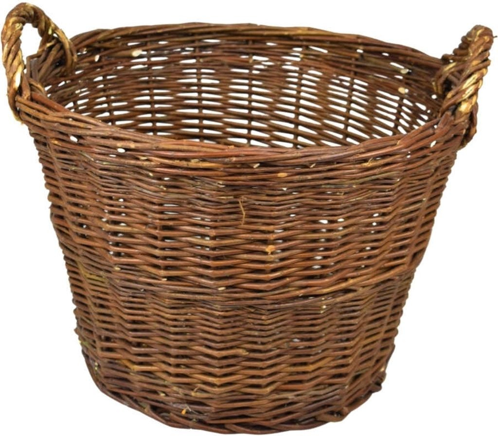 Gartenkorb aus Weide 36 cm mit Griffen & Holzkorb