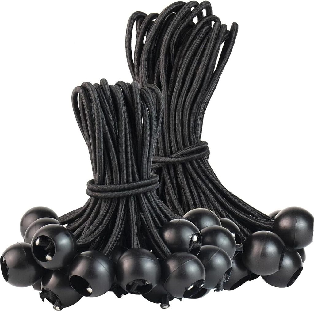 30 Stücke Spanngummis mit Kugel, Schwarz Planenspanner 15cm