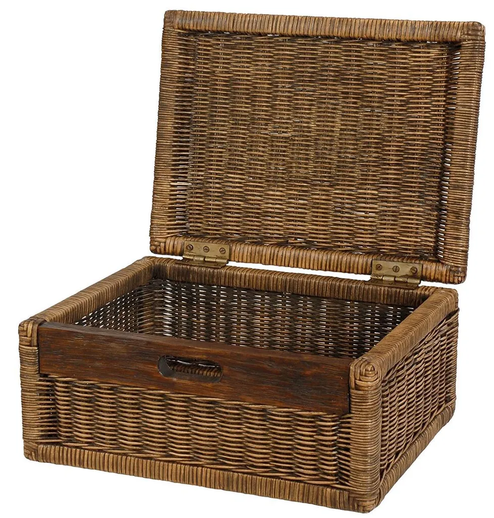 KRINES HOME Flacher Korb mit Deckel Rattan | Kaufland.de