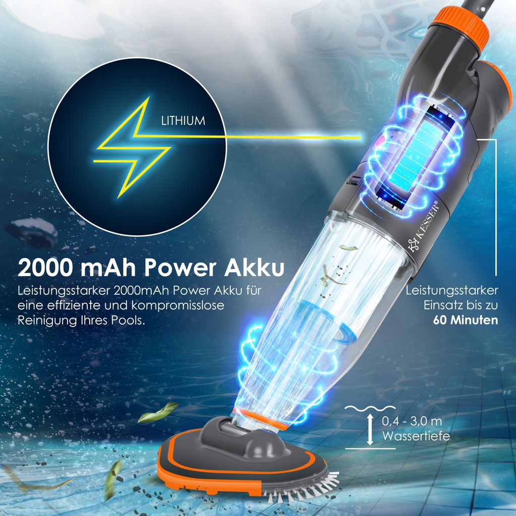 KESSER® Poolsauger mit Akku | elektrisch Pool Bodensauger Produktbild 4