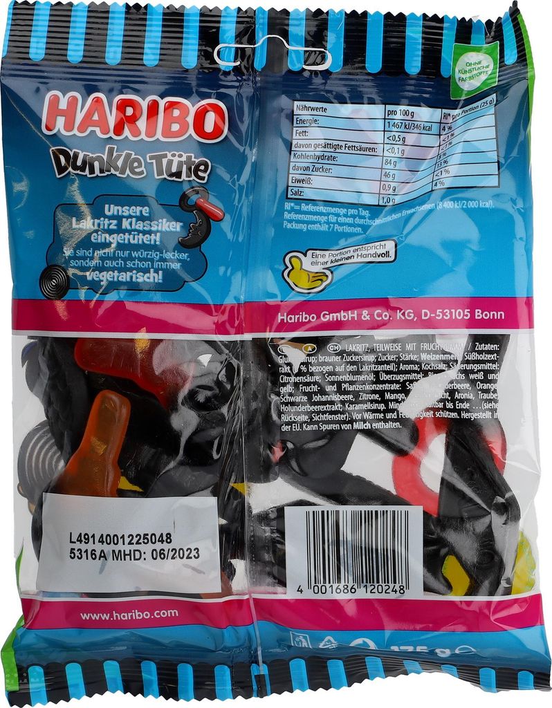 Haribo Dunkle Tüte veggie Mischung Lakritz | Kaufland.de