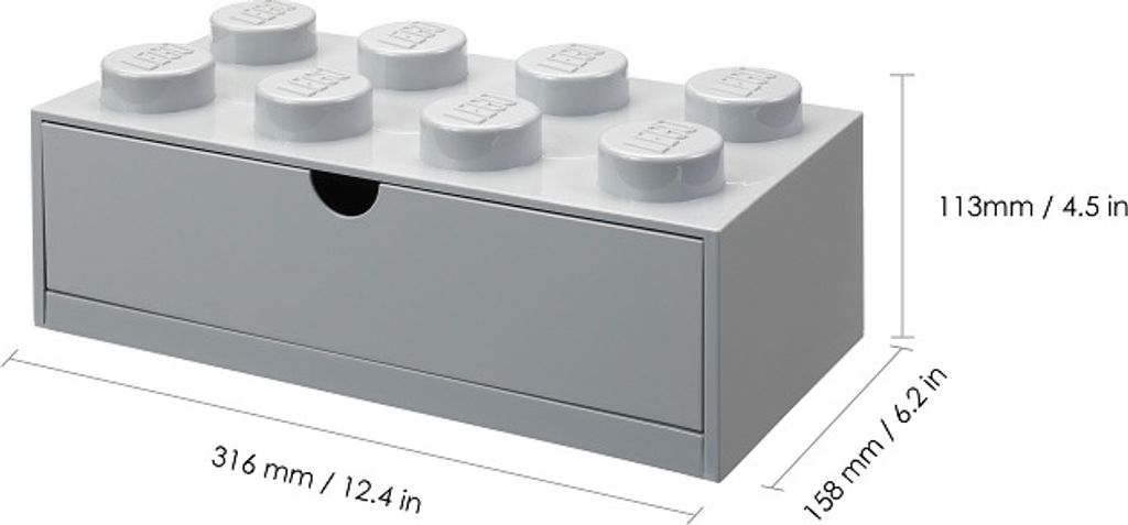 Pudełko na biurko LEGO 8 z szufladą, szare | Kaufland.pl