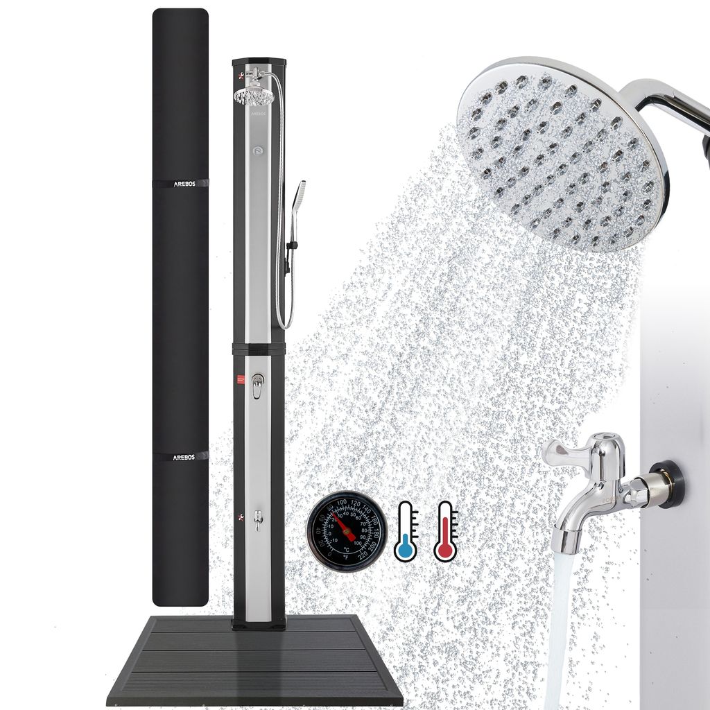 Solárna sprcha AREBOS 60L antracitová s ručným sprchovým