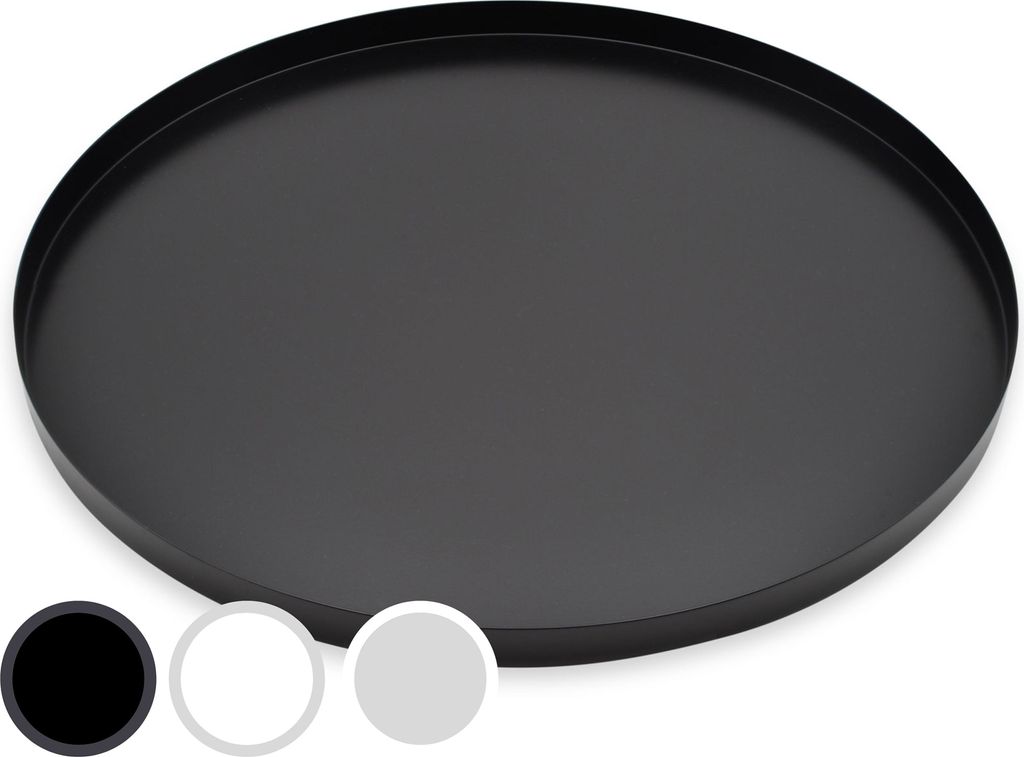D&D Living Pleto Deko Tablett Rund Ø 40 cm, Metall, schwarz