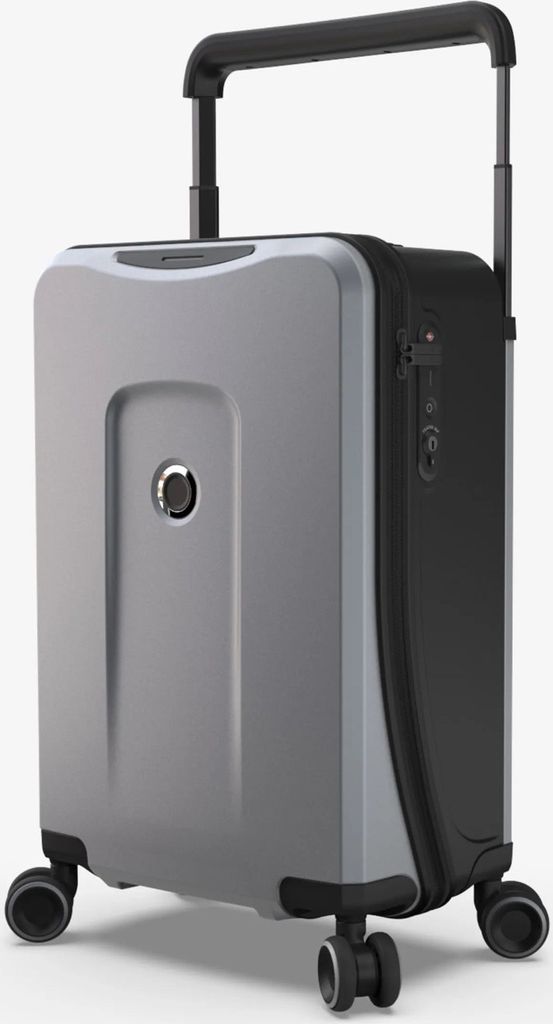 Plevo Runner Handgepäck Koffer Silber 35 l mit Powerbank