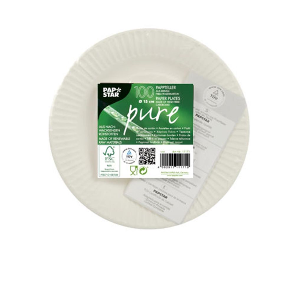 100 Teller, Pappe "pure" rund Ø 15 cm weiss | Kaufland.de