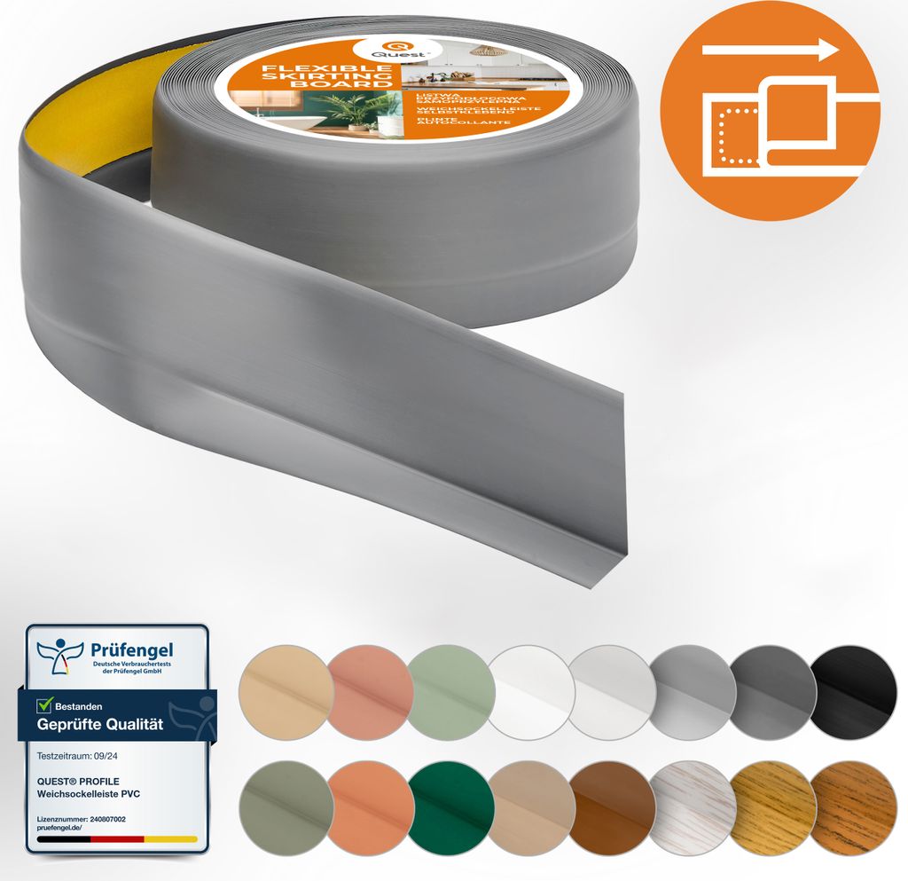 Quest Sockelleiste PVC, grau, 50x20x10mm, 5m,