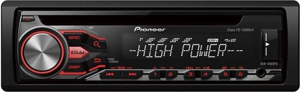 Pioneer DEH-4800FD, Čierna, 1 DIN, 400 W, CD, CD-R, CD-RW,