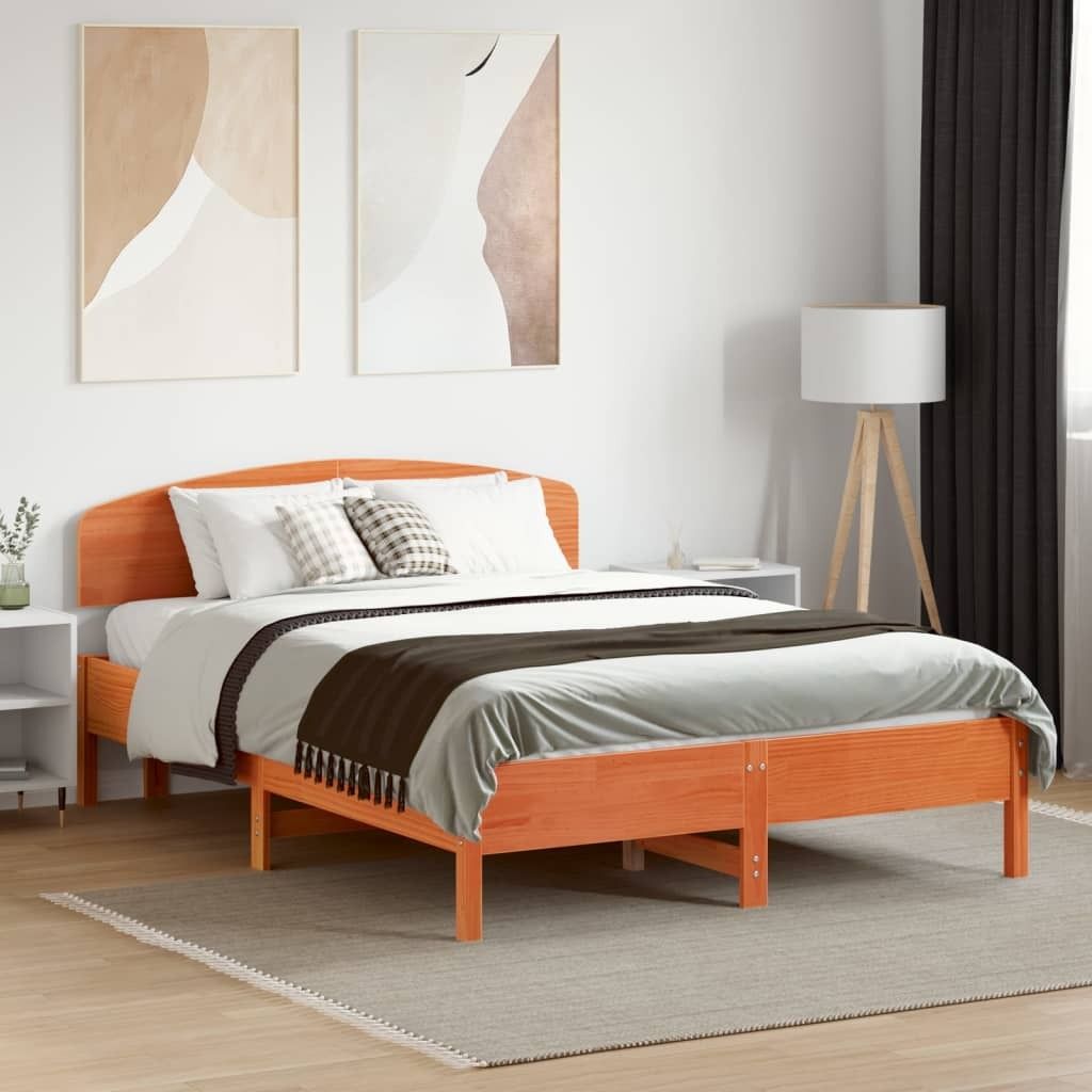 vidaXL Čelo postele vosk hnedá 135 cm masívne | Kaufland.sk