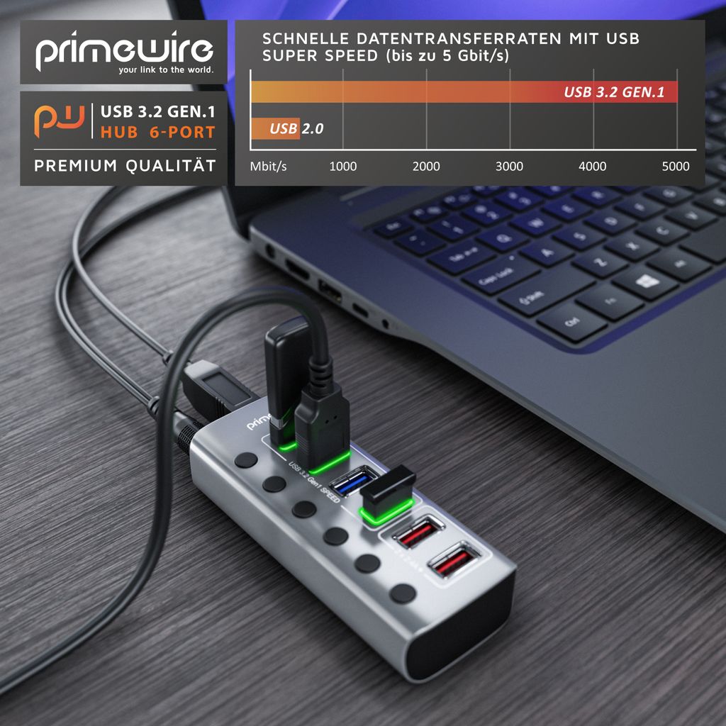 Primewire - USB 3.2 Gen.1 6 Port Hub aktiv | Kaufland.de