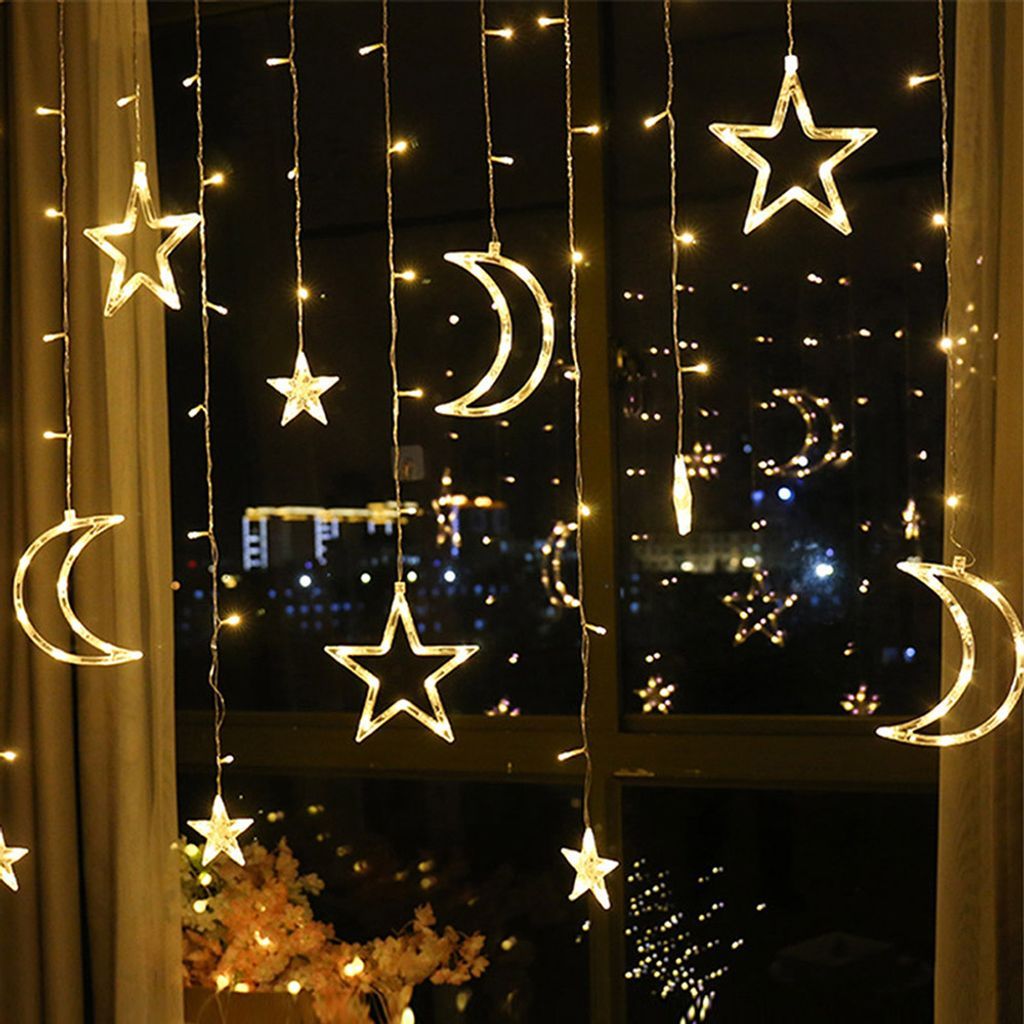 3m LED Stern Mond Lichtervorhang Warmweiß | Kaufland.de