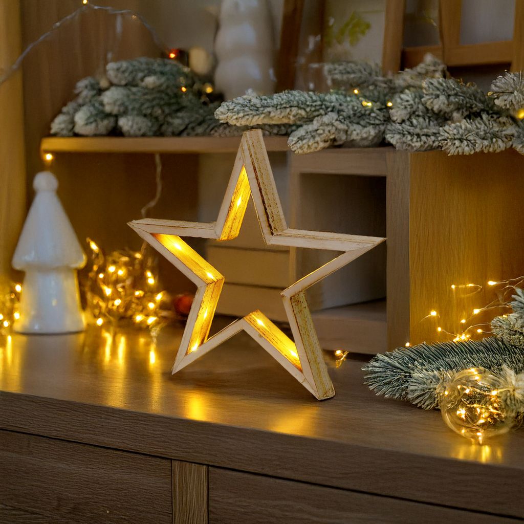 LED Holzstern natur zum Hängen mit Timer - 29 | Kaufland.de
