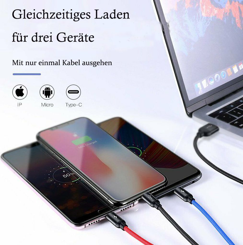 Multi USB Kabel: 3 in 1 Universal Nylon | Kaufland.de