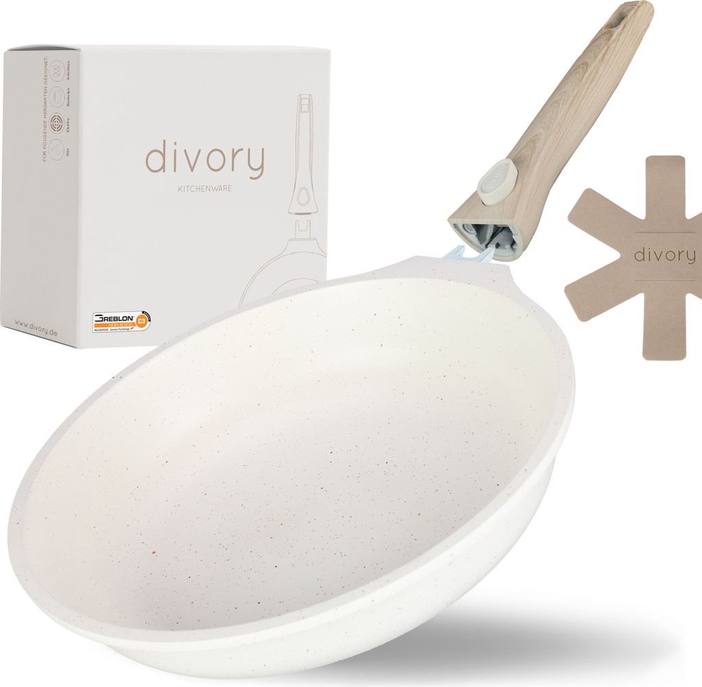 DIVORY große Pfanne 28cm I Abnehmbarer Griff, Induktion,