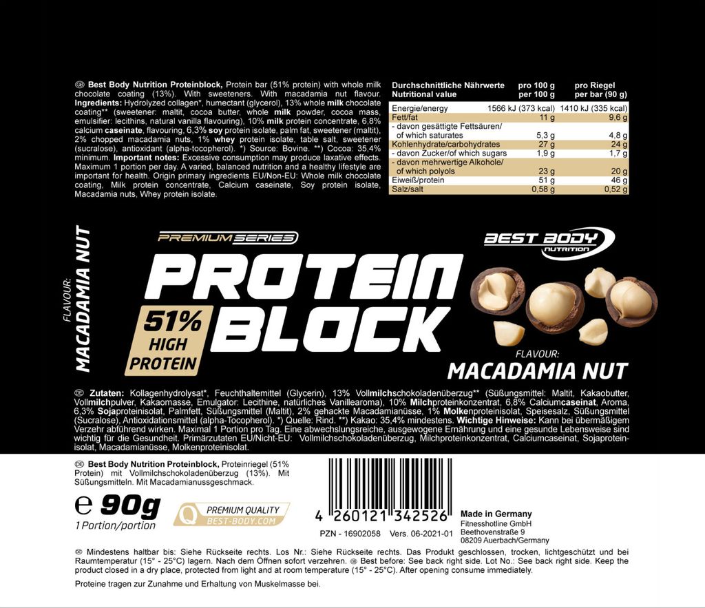 Protein Block - 90 g Riegel, 15 x 90 g Riegel | Kaufland.de