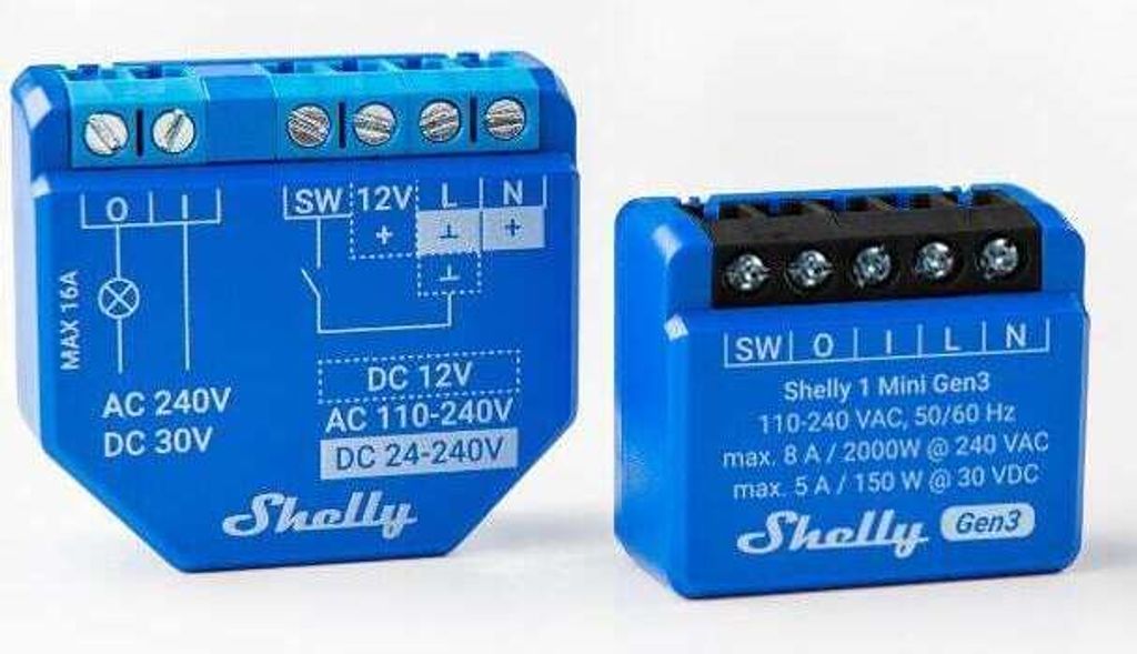 Shelly Plus 1 Mini Gen. 3 - 8A - 1 kanál - WLAN - BT