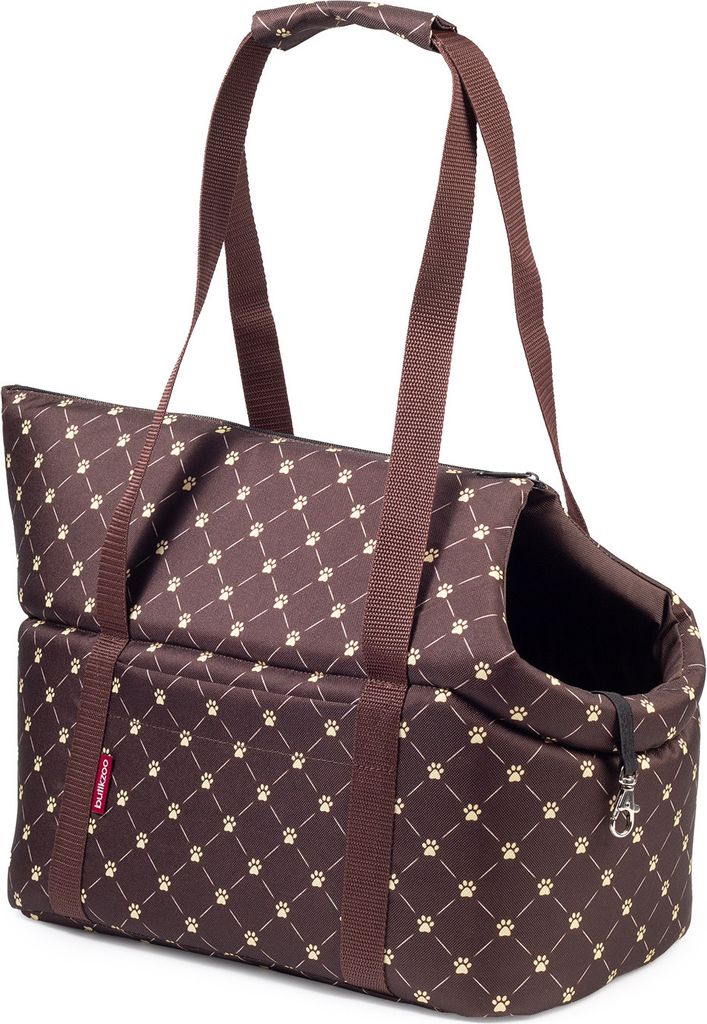 Hundetasche - Braun/Muster: Pfoten, L bis 15 kg