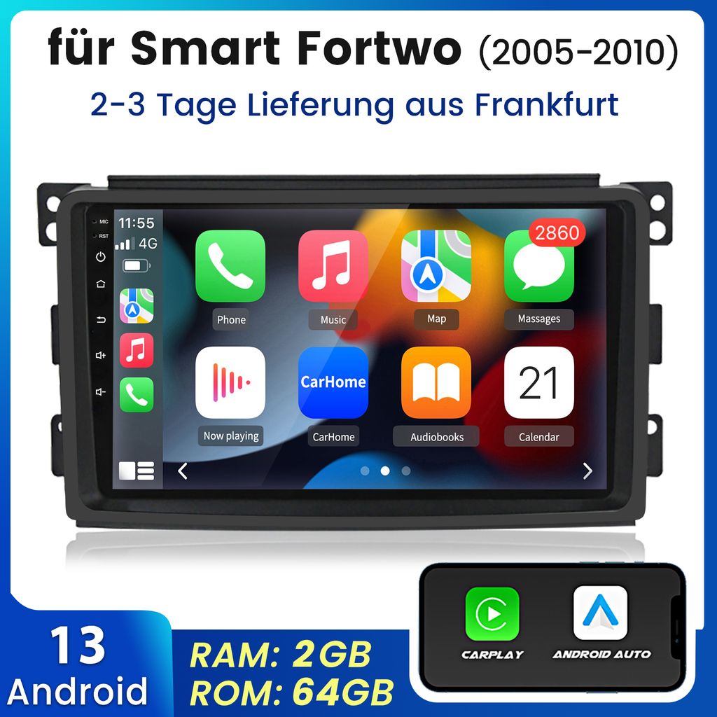 2+64G Carplay Android 13 Autoradio Für Smart | Kaufland.de
