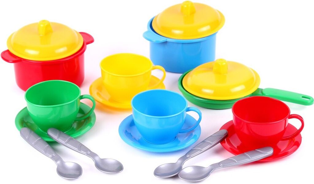 Sada nádobí plast barevné 18ks v síťce 12m+ | Kaufland.cz