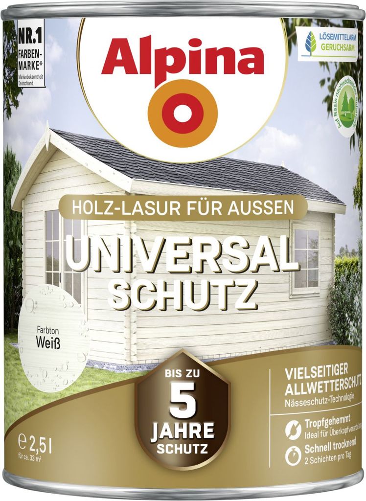 Alpina Holzlasur Universal-Schutz2,5L weiß | Kaufland.de